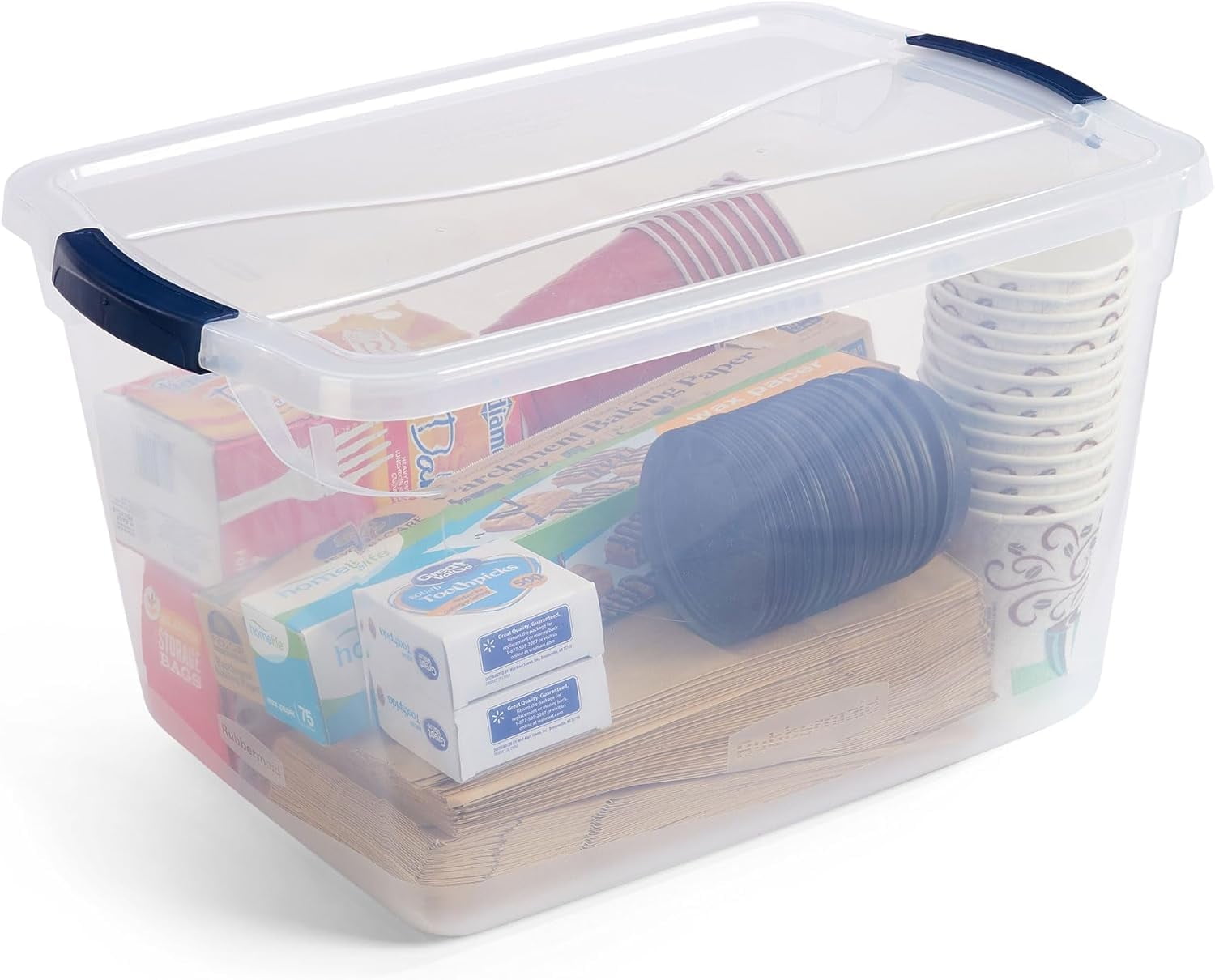 Clear 32 Qt, 6 Pack Stackable Plastic Storage Containers with Durable ...