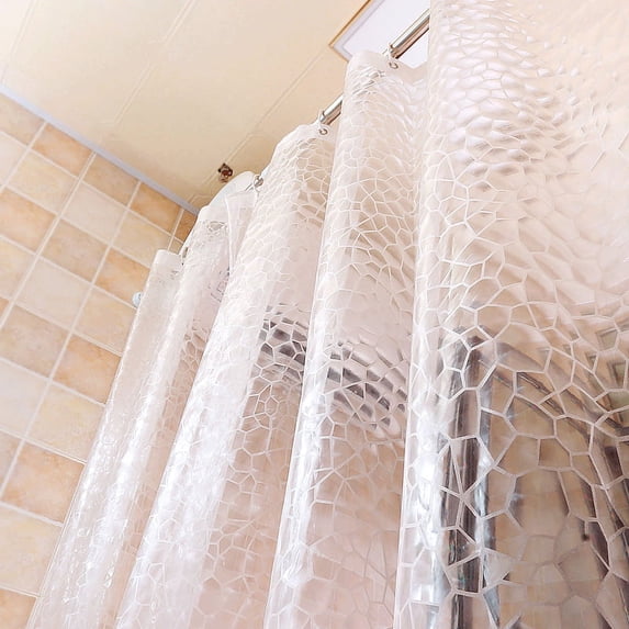 Clear 3D Water Cube Shower Curtain, Waterproof PEVA Bathroom Curtain ...