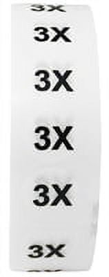 Clear 3X Clothing Size Strip Stickers | 0.75" x 4" Inches | 200 Pack ...