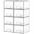 Clear-4.4 In Tall, 8 Pcs Plastic Stackable Makeup Organizer Drawer ...