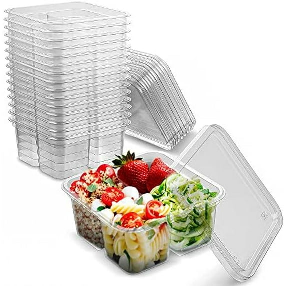 Clear 4 Compartment Meal Prep 6" x 6" - Disposable Divided Bento Box ...
