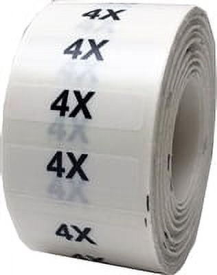 Clear 4X Clothing Size Strip Stickers | 1.25 x 5" Inches Wide | 125 ...