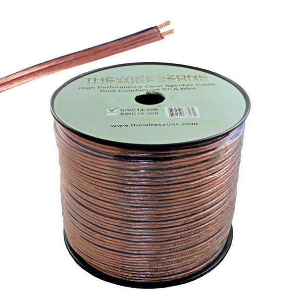 Clear 500ft 14 Gauge Speaker Cable Dual Conductors CCA wire for Car or ...