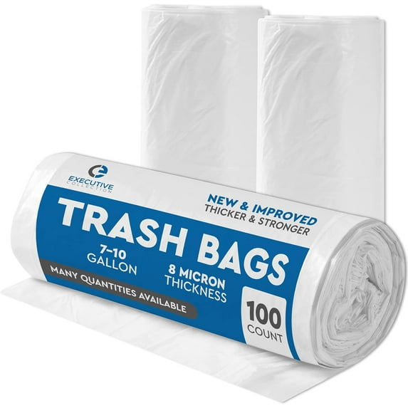 Clear 7-10 Gallon Trash Bags, Bulk Pack - Medium Size Garbage Bin ...