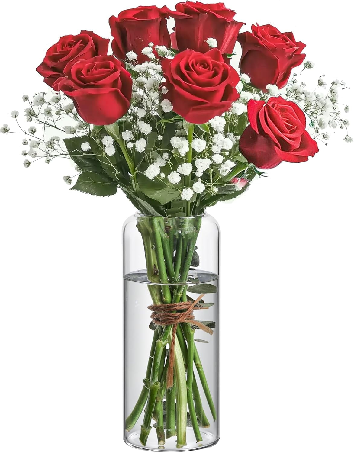 Clear 8-Inch Glass Bud Vases, Decorative Flower Vases for Centerpiece, Living Room Bedroom Home ...