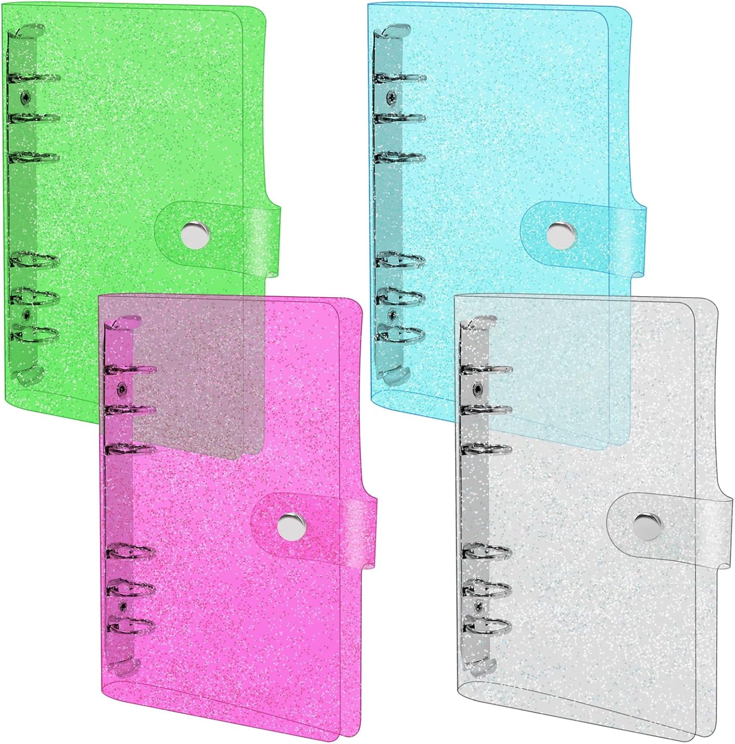 Clear A6 Binder Colorful 4 Pack A6 PVC Binder 6 Ring PVC Budget Binders ...