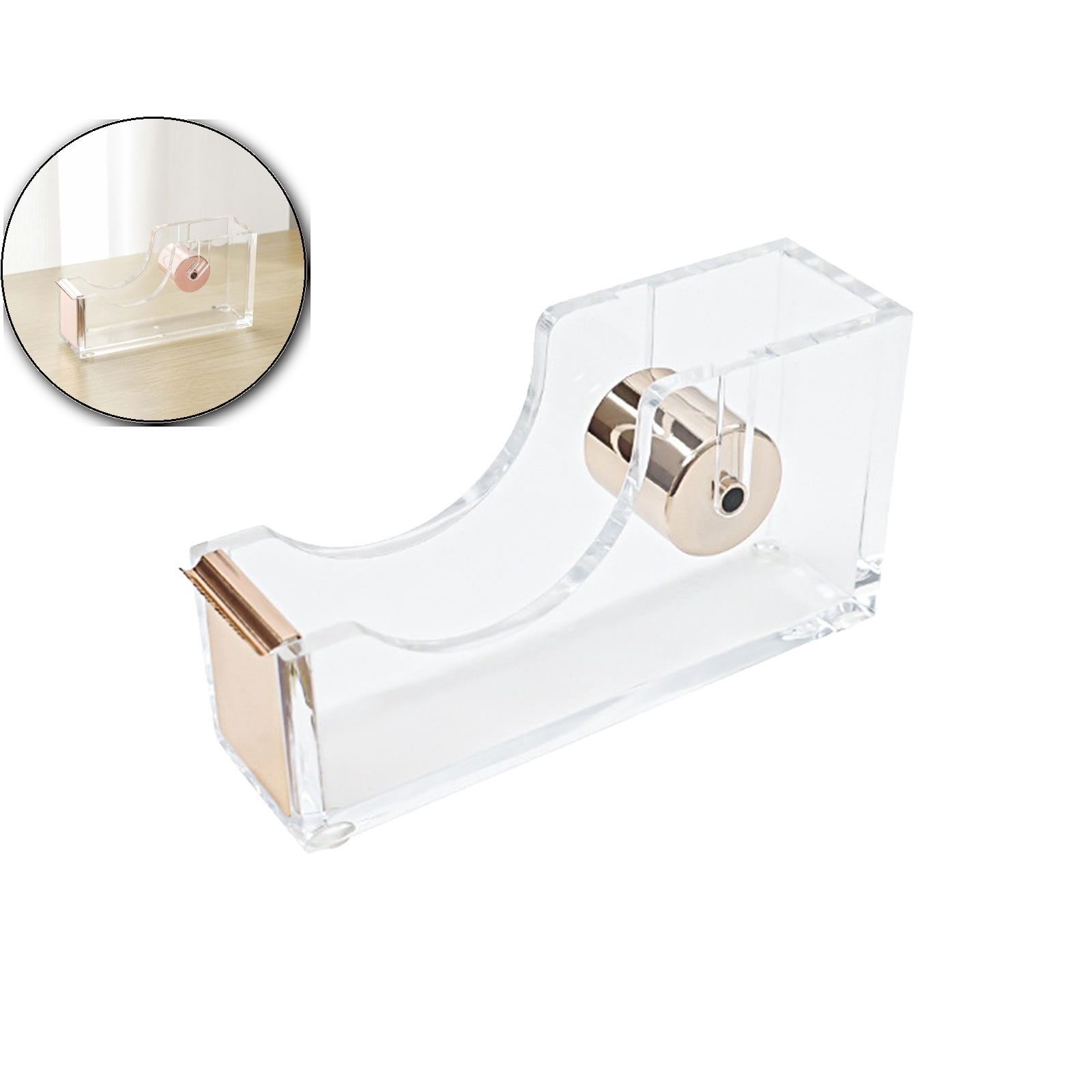 Clear Acrylic 1 Inch Core Desktop Adhesive Tape Dispenser Cutter with ...