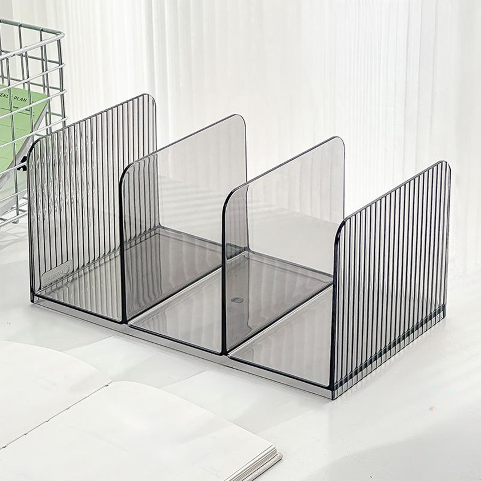 Clear Acrylic 3-Slot Desktop Book Organizer & File Rack, Space-Saving ...