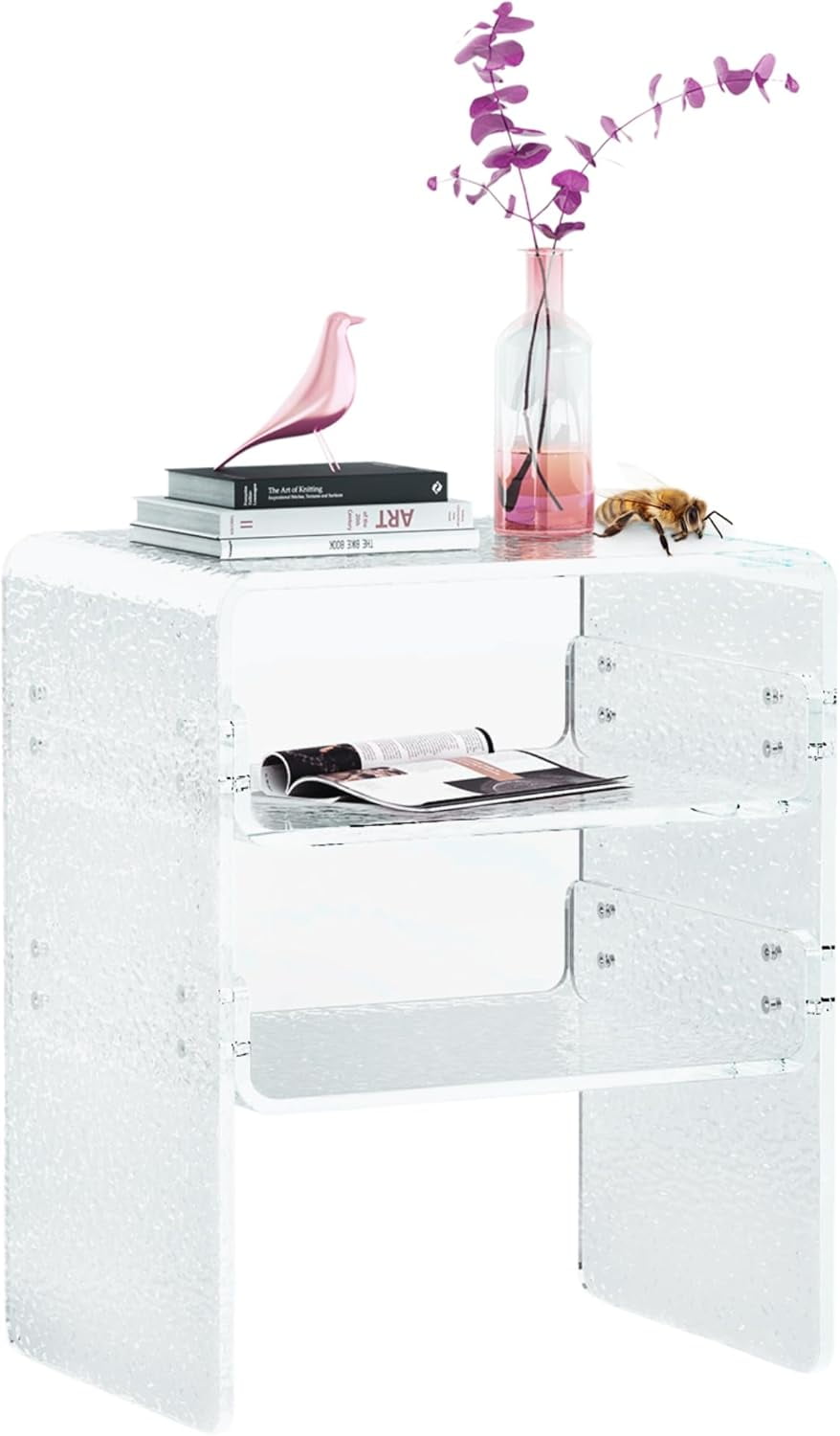 Clear Acrylic 3-Tier End Table/Nightstand – Sleek Bedside Storage with ...
