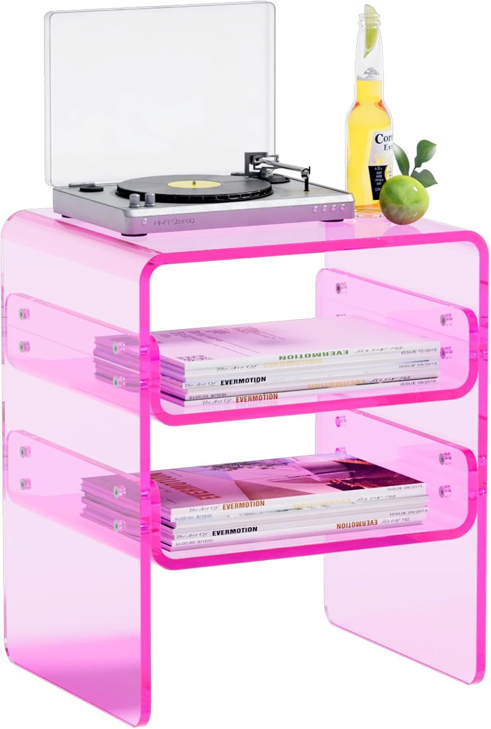 Clear Acrylic 3-Tier End Table/Nightstand – Sleek Bedside Storage with ...