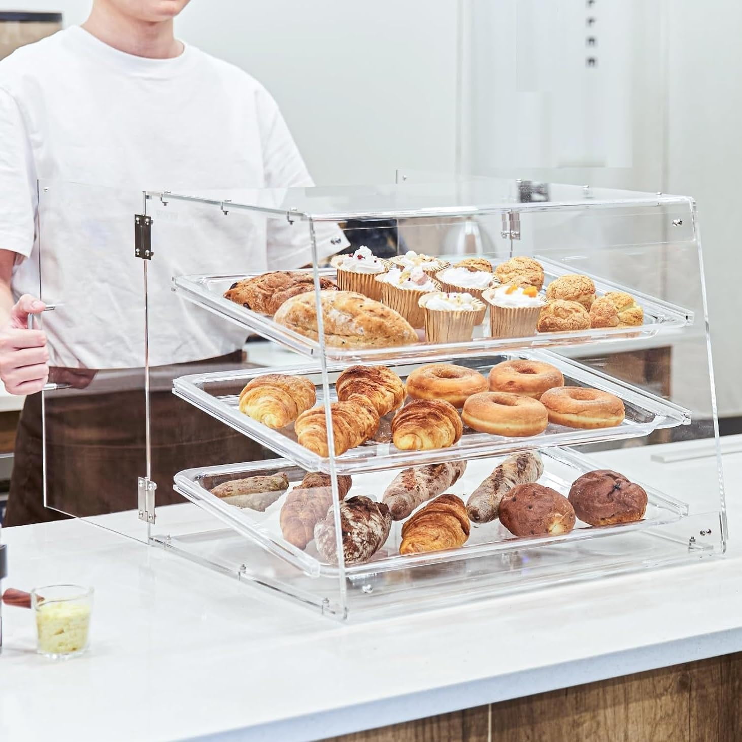 Clear Acrylic 3-Tier Pastry Display Case, Commercial Bakery Display ...