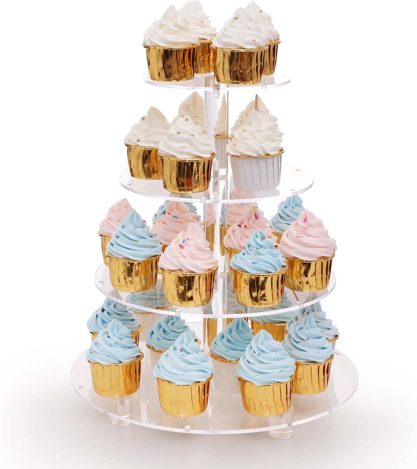 Clear Acrylic 4 Tier Cupcake Stand, Cupcake Holder Disc Tower Display ...