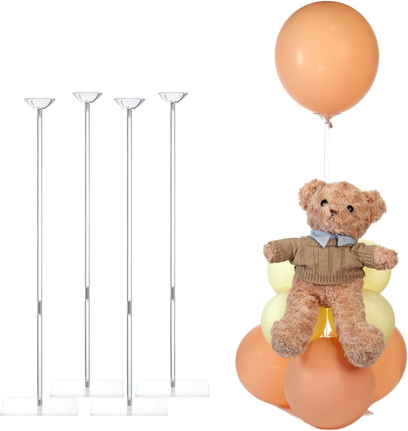 Clear Acrylic Balloon Stands for Table, Adjustable Height 15.75 Inch ...