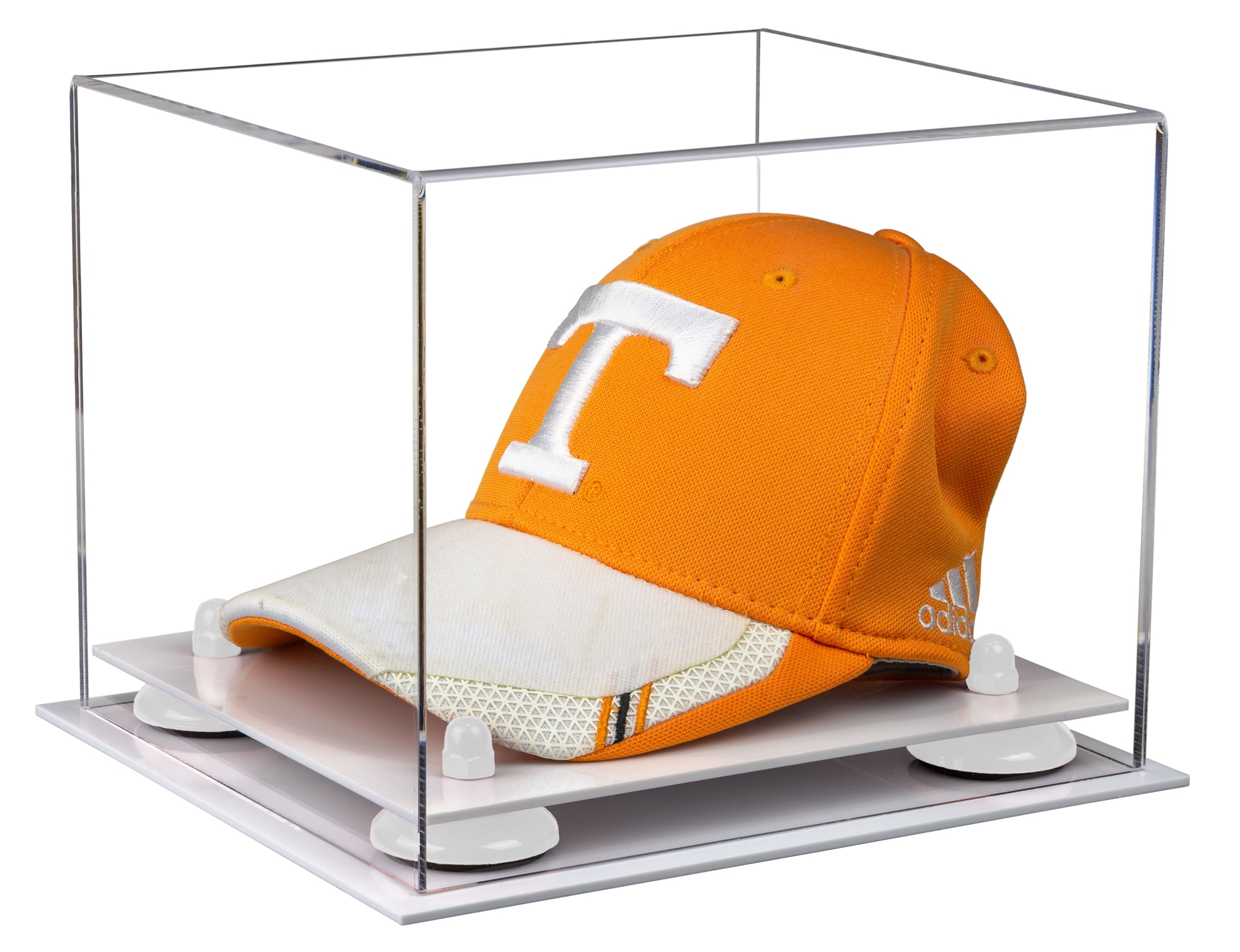 Clear Acrylic Baseball Hat or Cap Display Case with White Risers and ...
