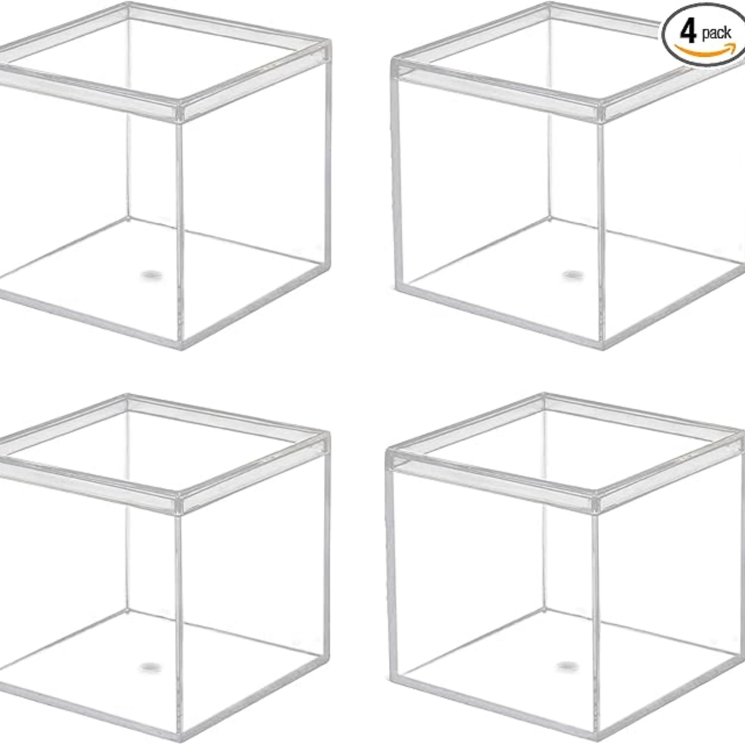 Clear Acrylic Box with Lid, 4 Pack 4x4x4 inches Clear Plastic Box for ...