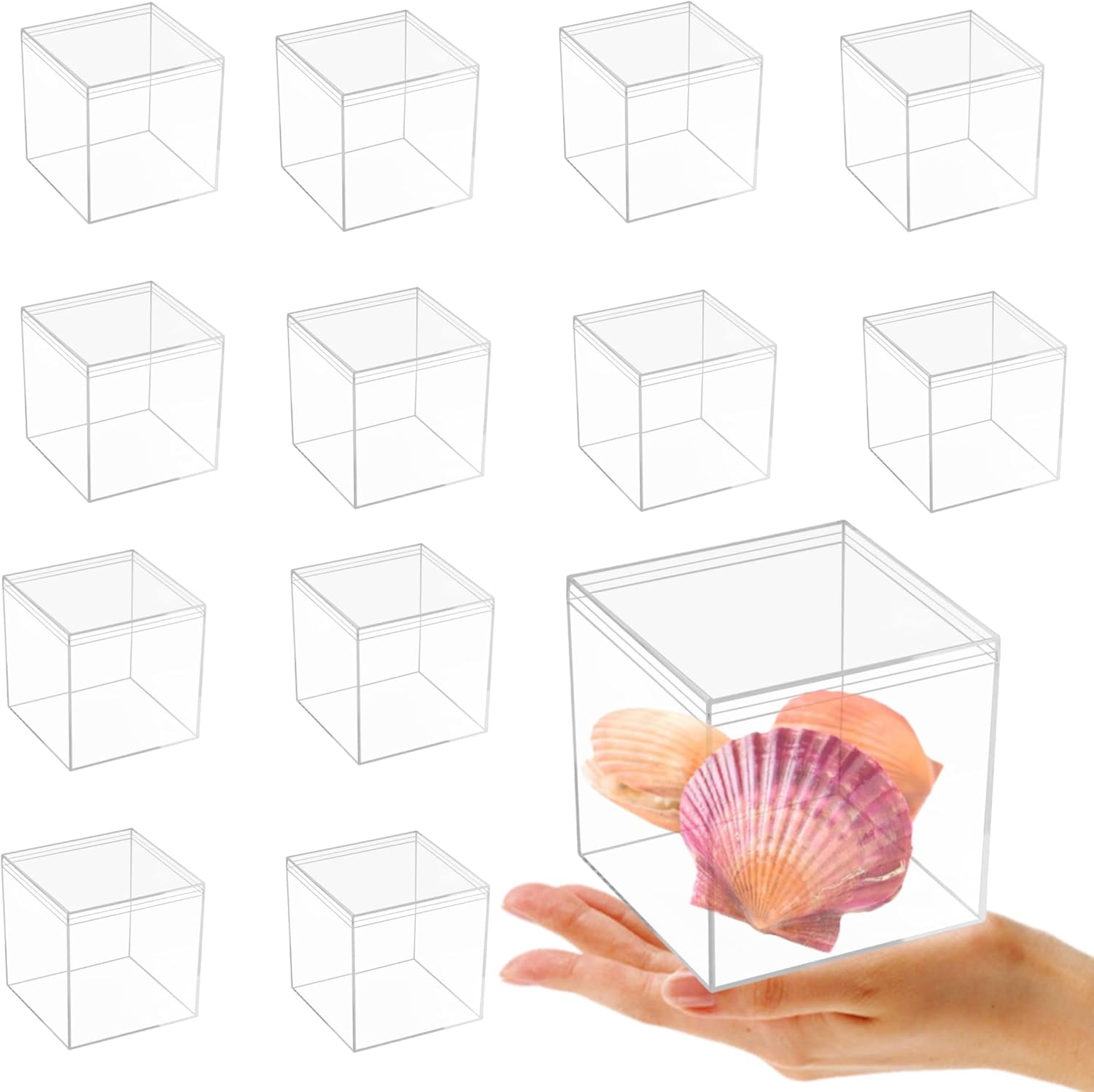 Clear Acrylic Box with Lid 4 X 4 X 4 Inch Cube Storage Containers for ...
