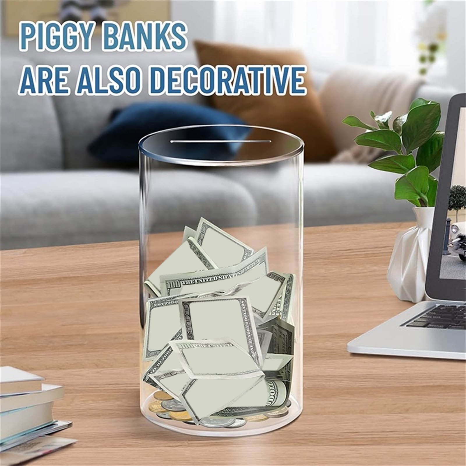 Clear Acrylic Break-to-Open Money Bank for Must Break to Savings 6x3.5 ...