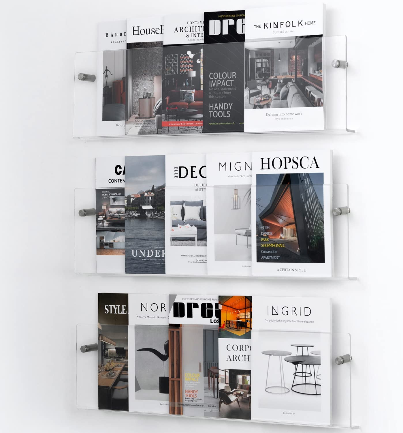 Clear Acrylic Brochure Holder Wall Mount 3 Tier, Hanging Bookshelf ...