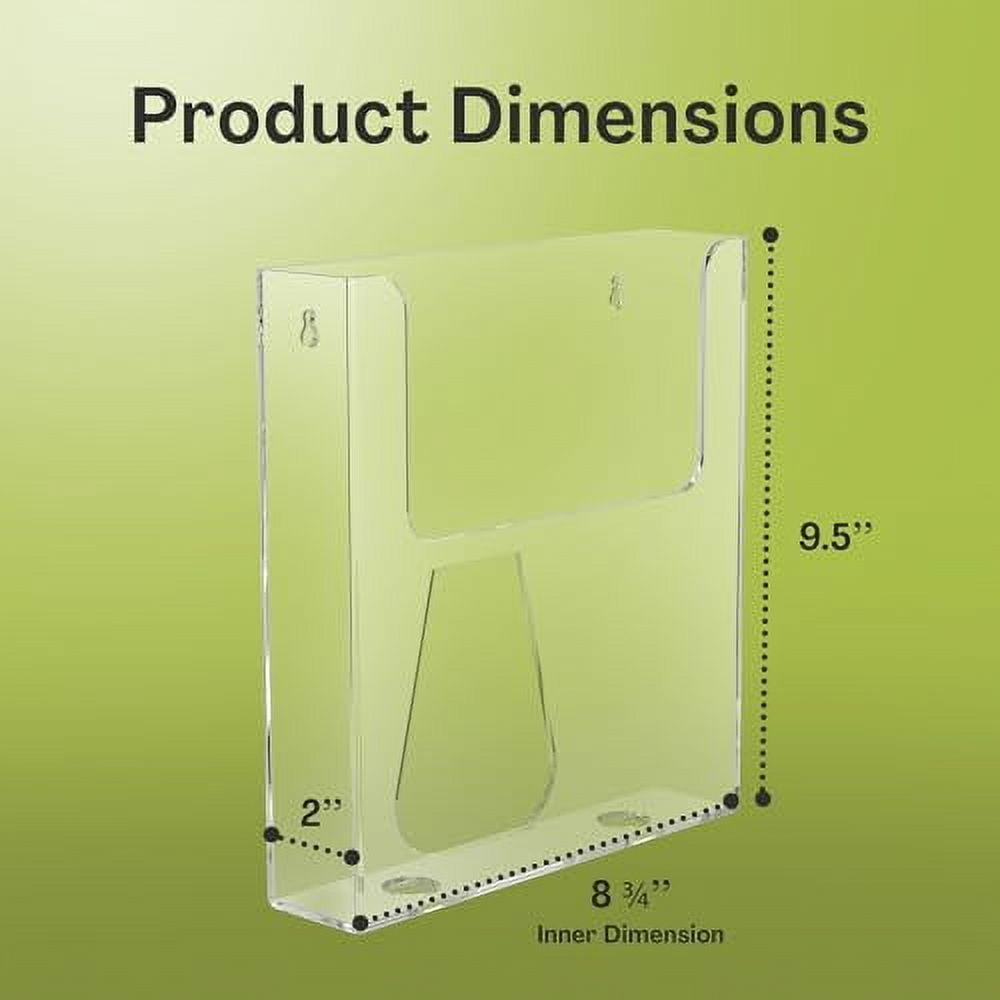 Clear Acrylic Brochure Holder Wall Mount, Fits 8 1/2" x 11" Flyers ...
