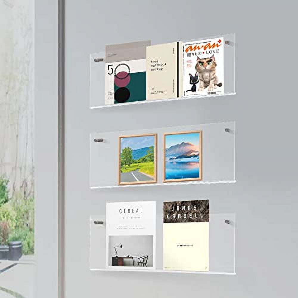 Clear Acrylic Brochure Holder, Wall Mounted Magazine Rack With 3 Tier ...
