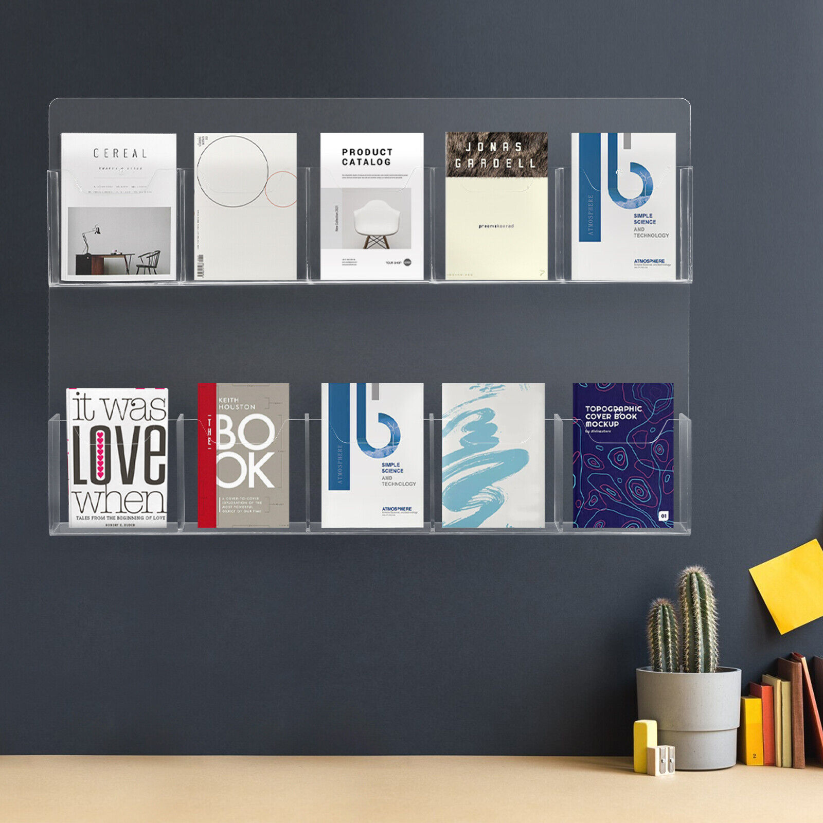 Clear Acrylic Brochure Holder With 10-Slot Card Acrylic Brochure ...