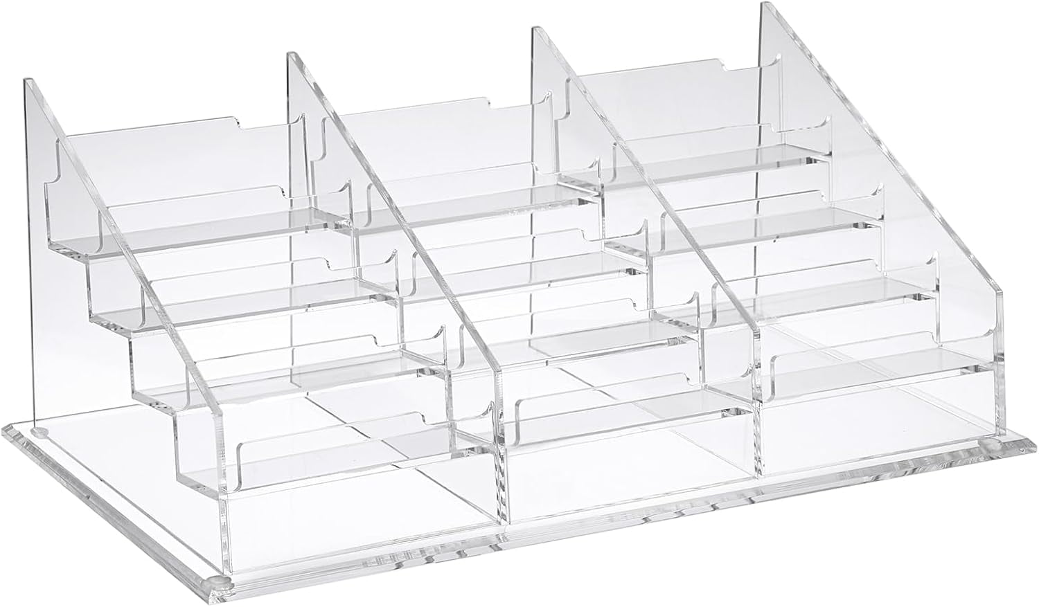 Clear Acrylic Business Card Holder for Desk, 4 Tier 12 Pockets Acrylic ...