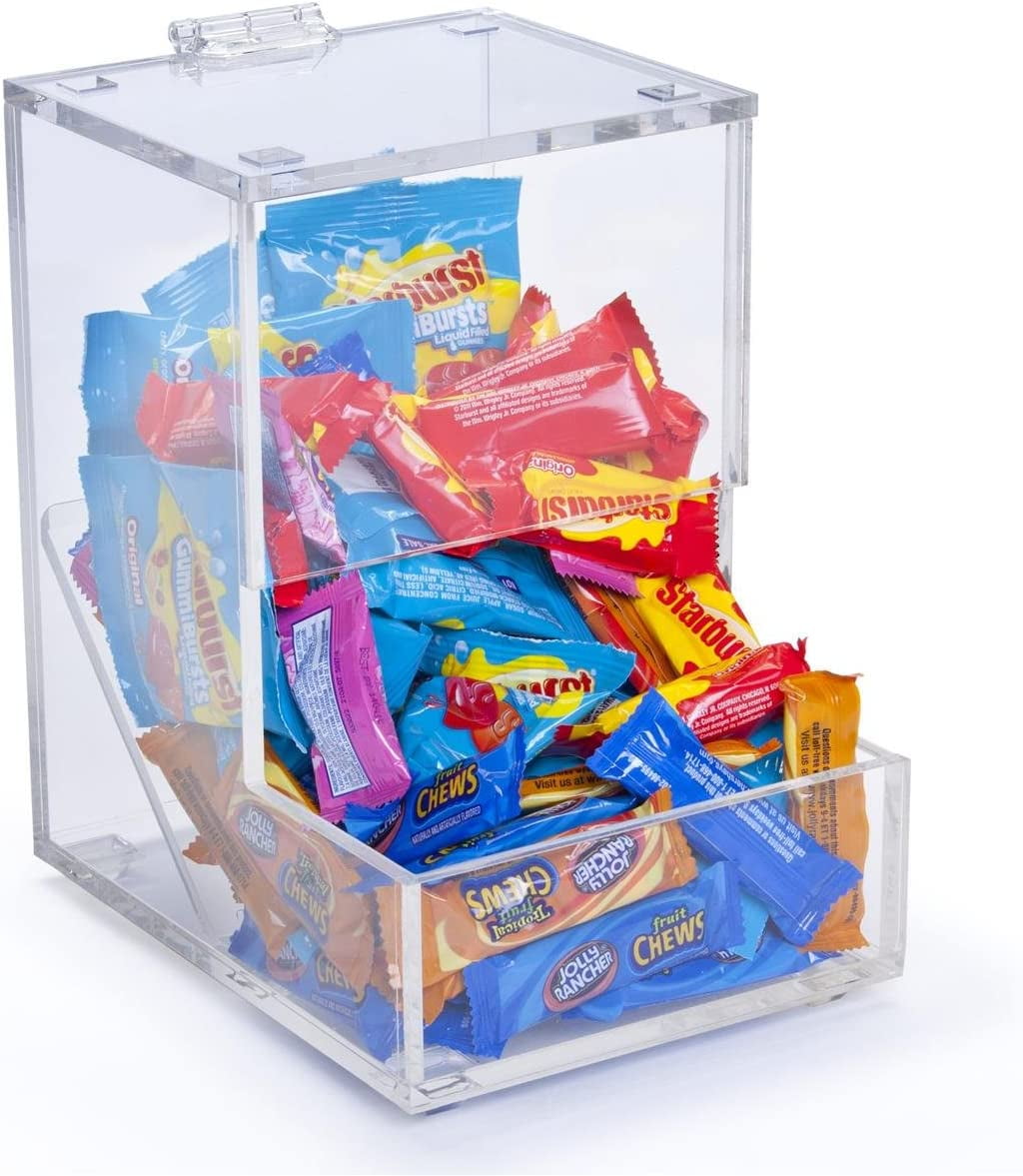 Clear Acrylic Candy Dispenser with Hinged Lid, Single Compartment, 6 x ...