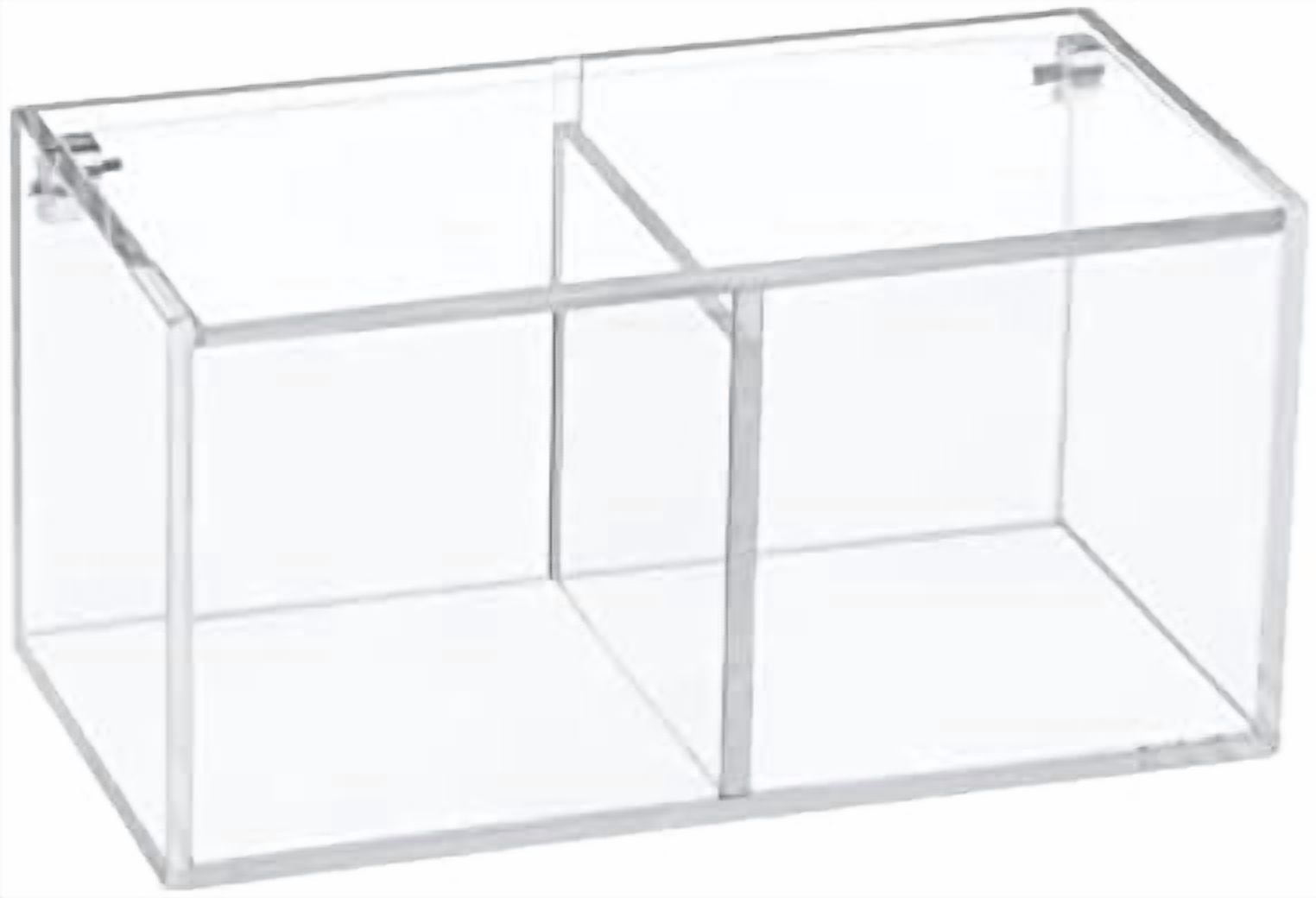 Clear Acrylic Capsule Holder with Lid 2 Section Plastic Drawer Box ...