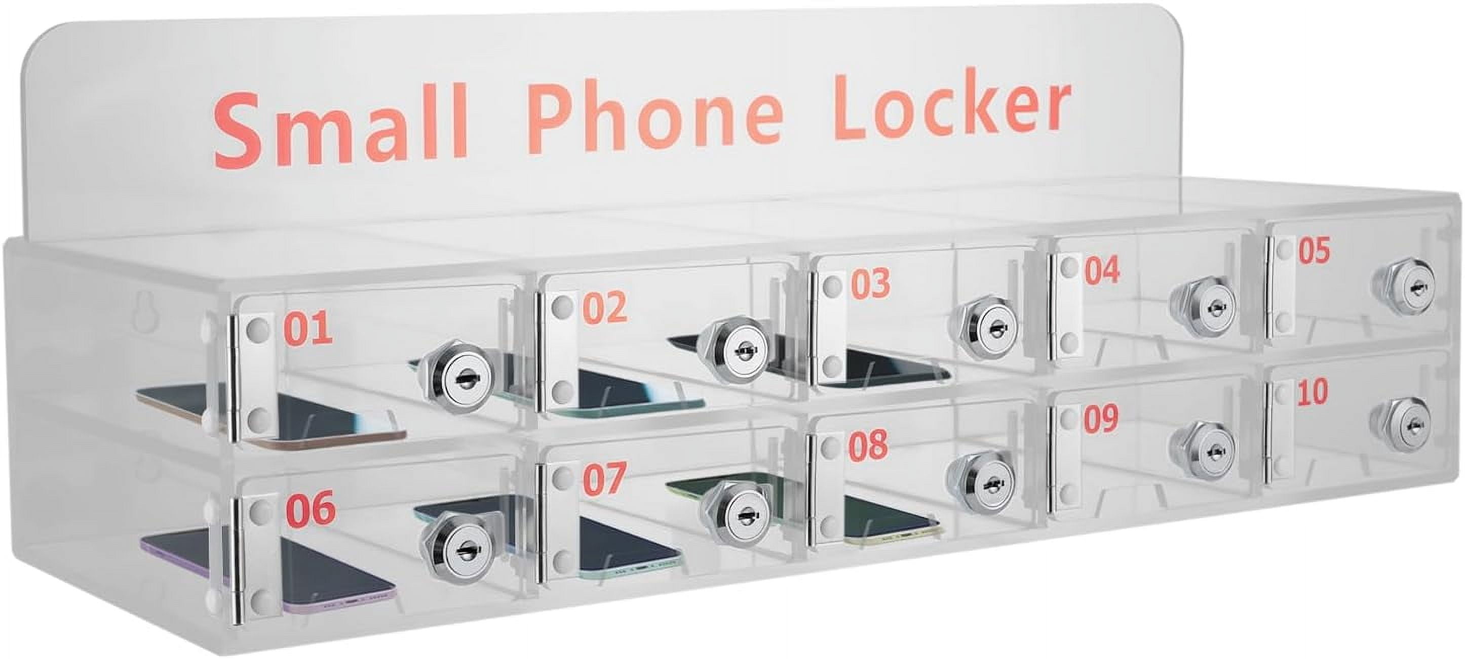 Clear Acrylic Cell Phone Locker Box Storage Cabinet w/Keys Numbered ...