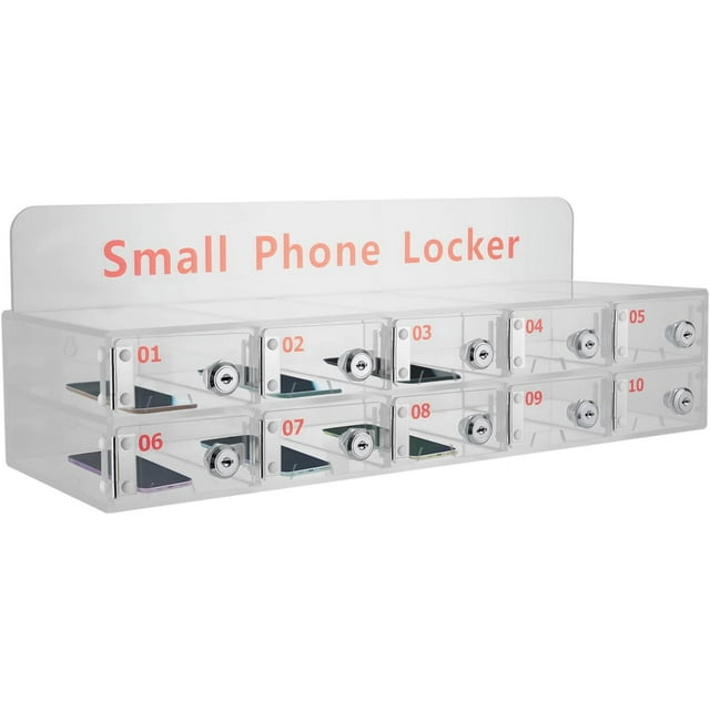 Clear Acrylic Cell Phone Locker Box Storage Cabinet w/Keys Numbered ...