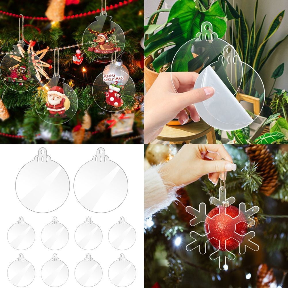 Clear Acrylic Christmas Baubles for DIY Craft Tree Hanging Ornaments ...
