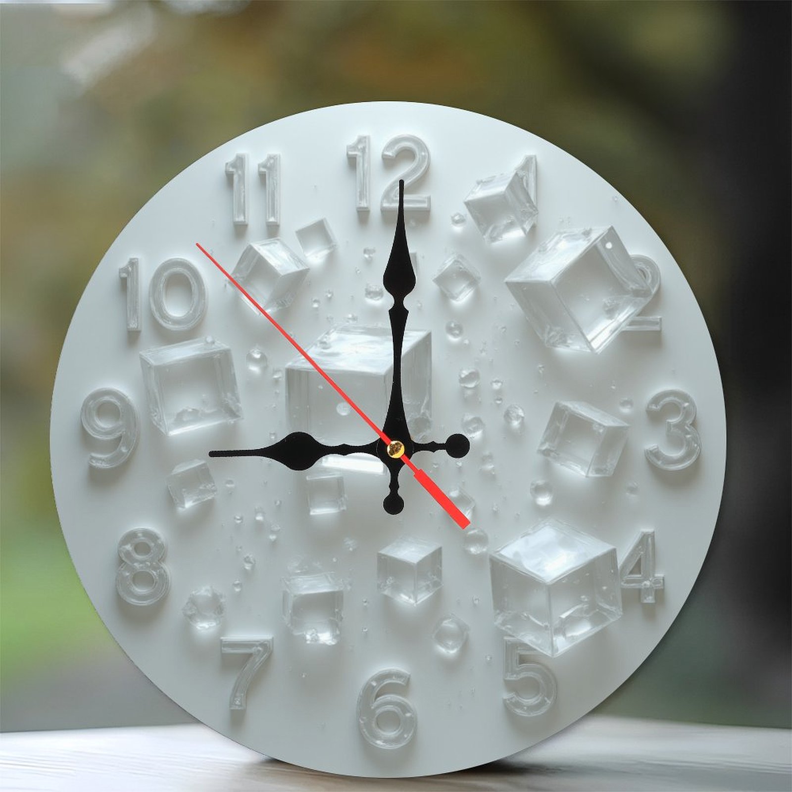 Clear Acrylic Clock with Unique Design And Numbers 10-Inch Silent ...