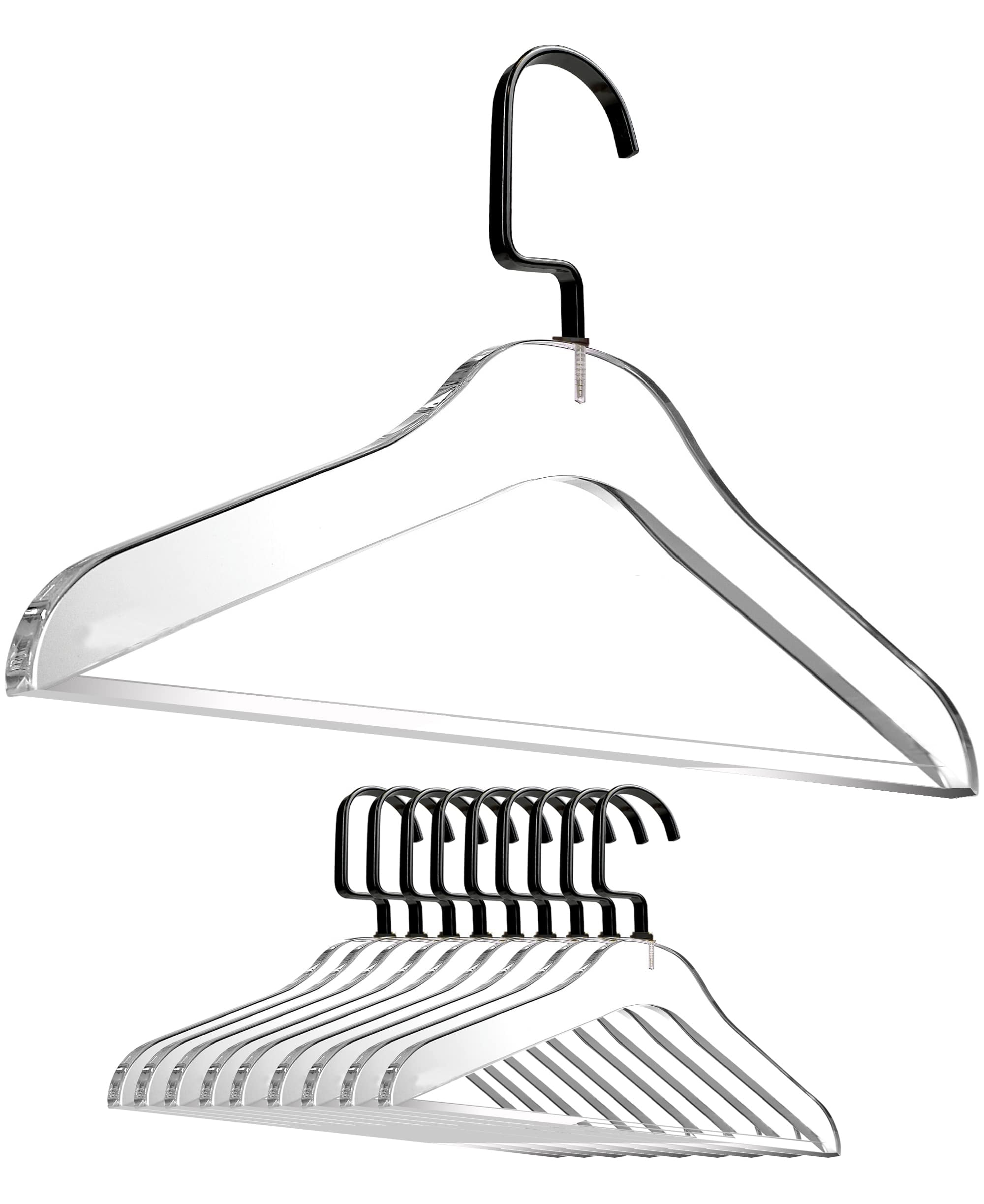 Clear Acrylic Clothes Hangers - 10 Pack Stylish and Heavy Duty Closet ...