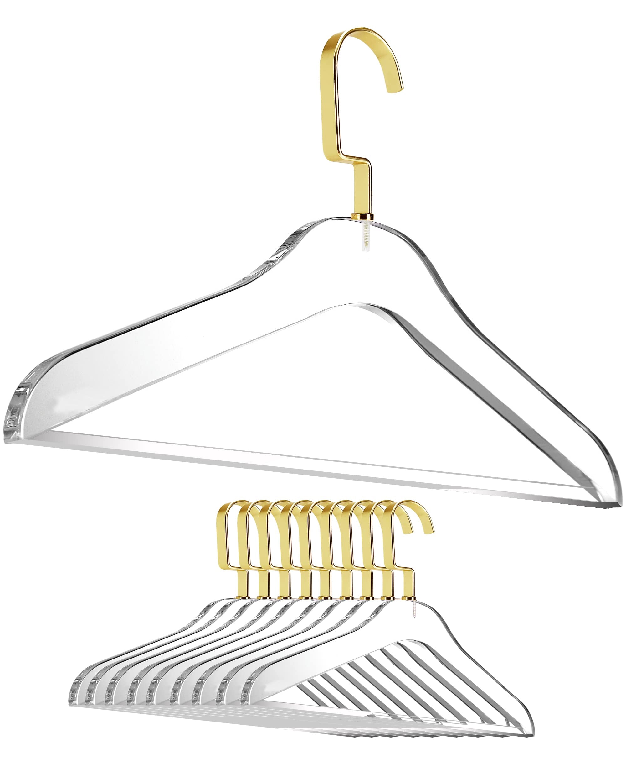 Clear Acrylic Clothes Hangers - 10 Pack Stylish and Heavy Duty Closet ...