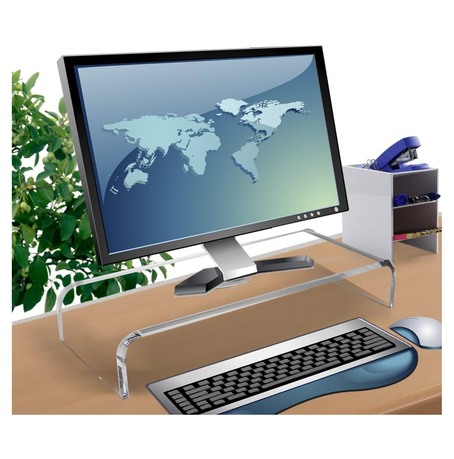 Clear Acrylic Computer Monitor Stand Holder, Acrylic Monitor Riser for ...