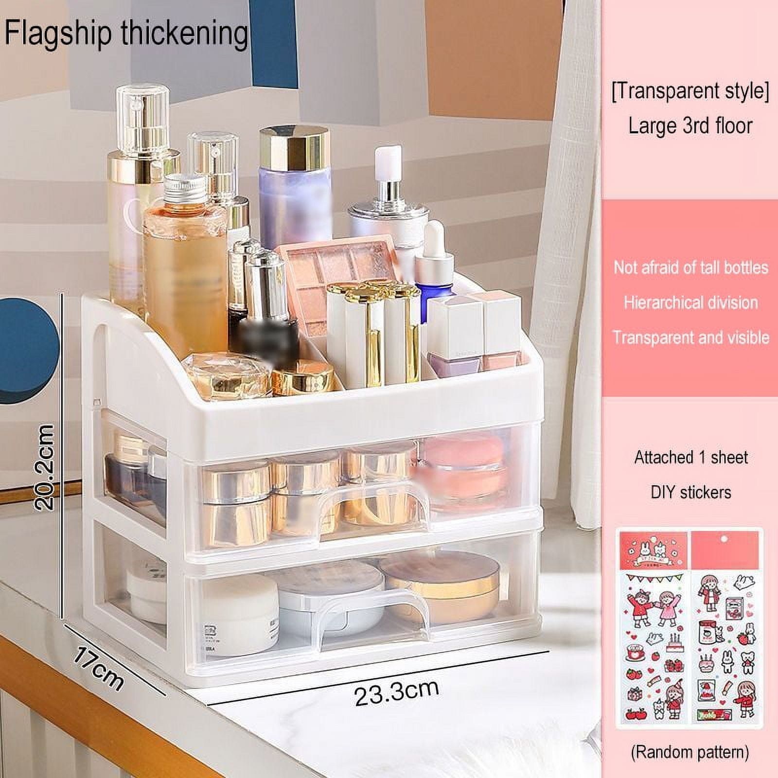 Clear Acrylic Cosmetic Organizer with Drawers: Desk Storage Solution ...