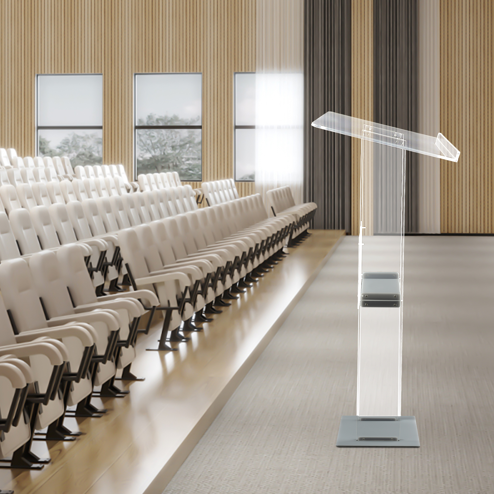 Clear Acrylic Desktop Podium Stand with Large Base, Rounded Corners ...