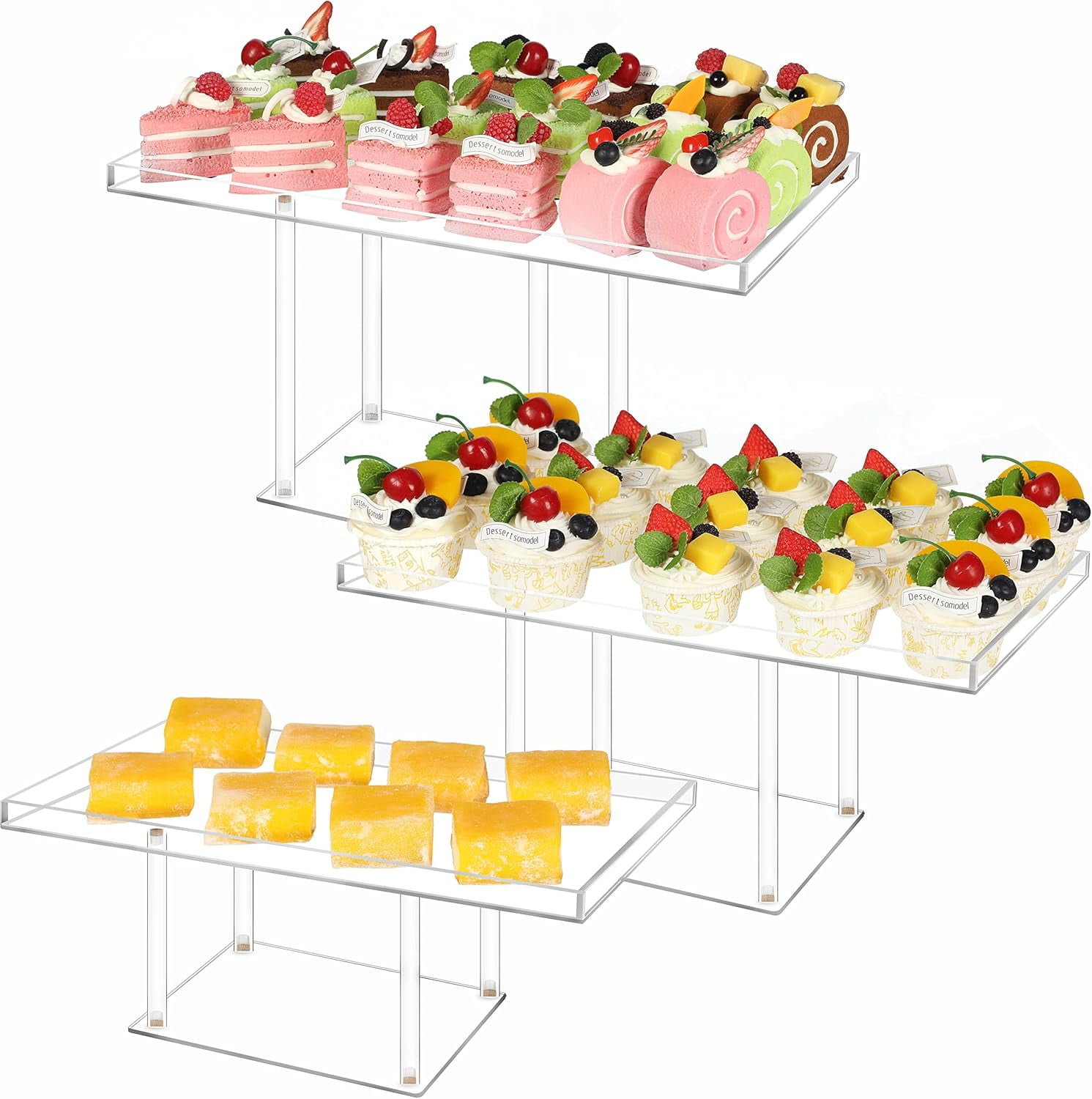 Clear Acrylic Dessert Stands Set of 3, Dessert Table Display Buffet ...