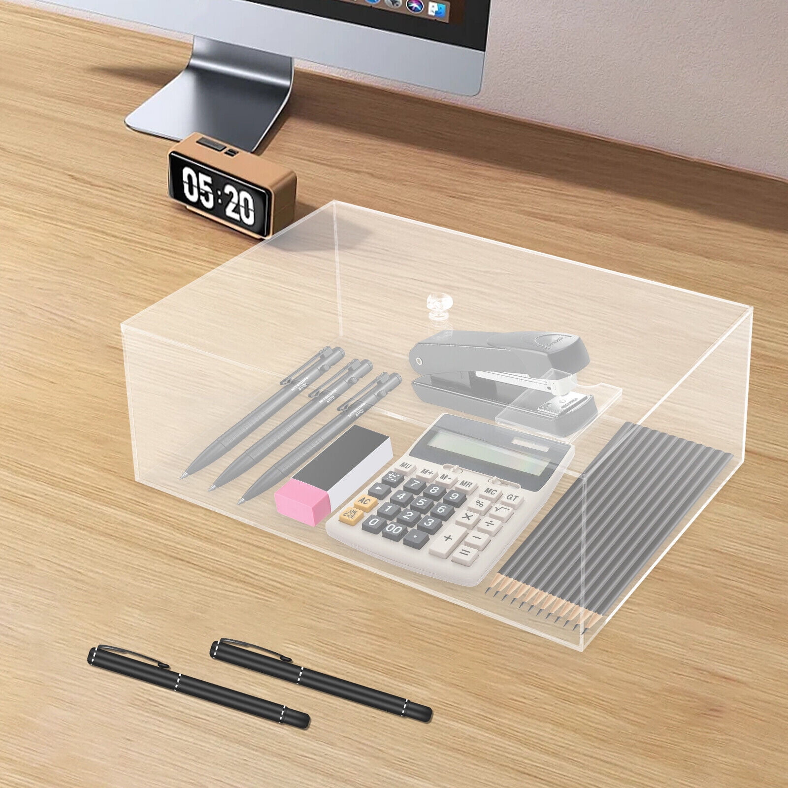Clear Acrylic Display Box Plastic Square Cube Containers Storage Box 35 ...
