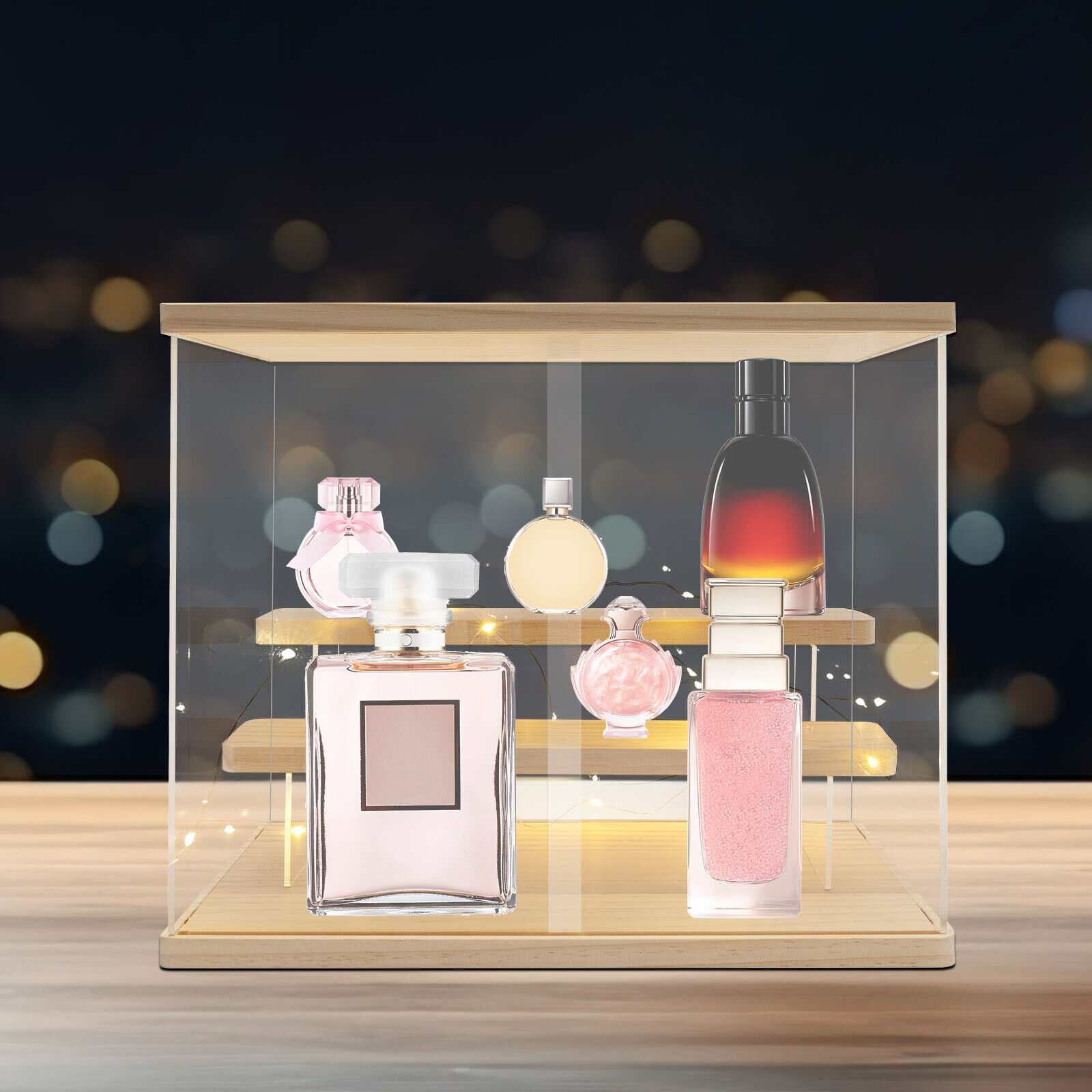 Clear Acrylic Display Case 2 Tier Doll Display Case w/ Lights for ...