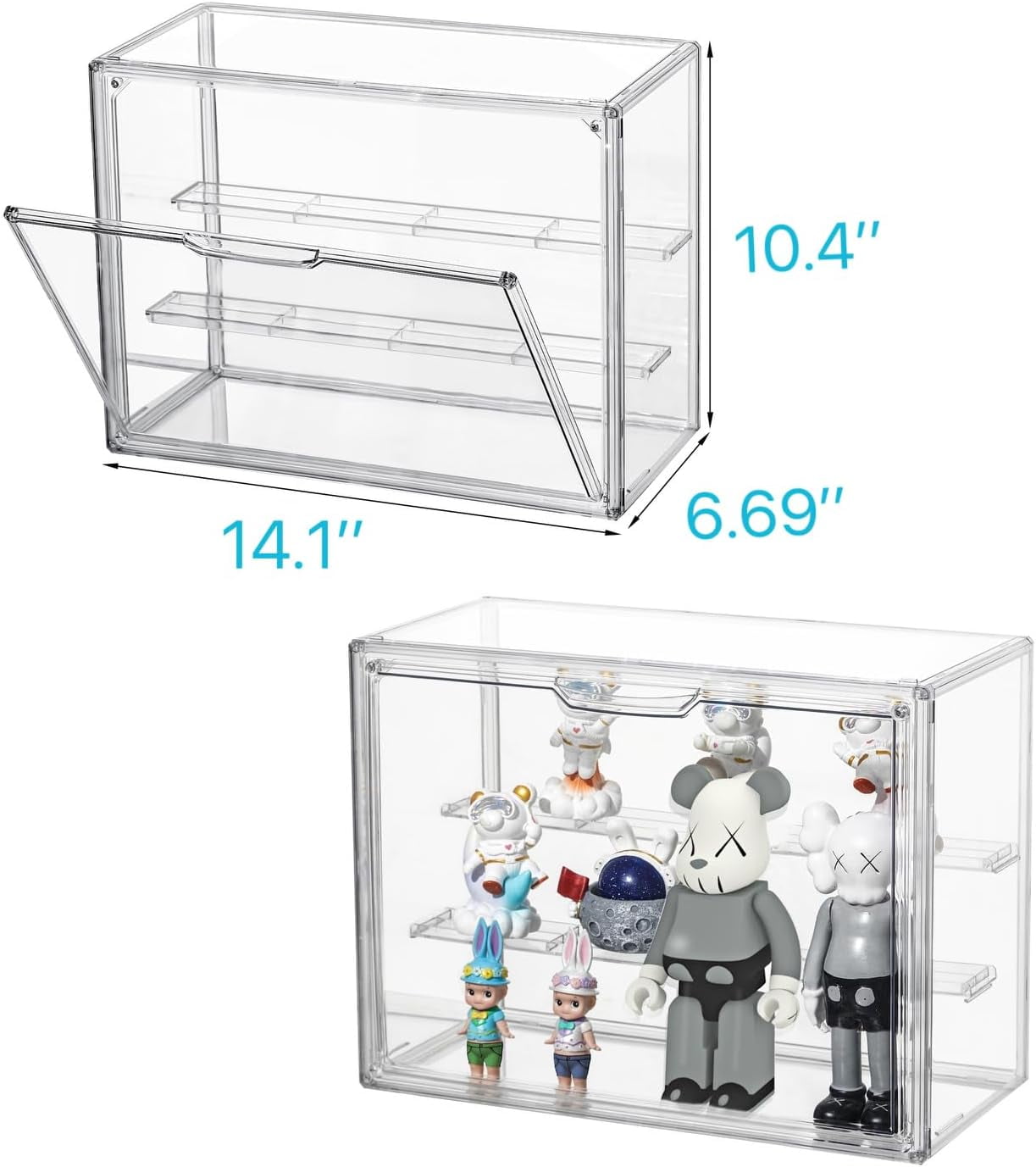 Clear Acrylic Display Case 3 Tier Display Shelf With 2 Movable Plates ...