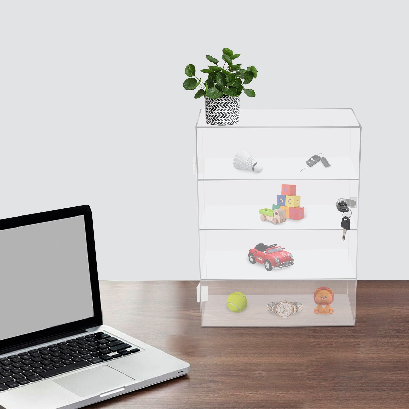 Clear Acrylic Display Case,4 Layer Transparent Countertop Showcase ...