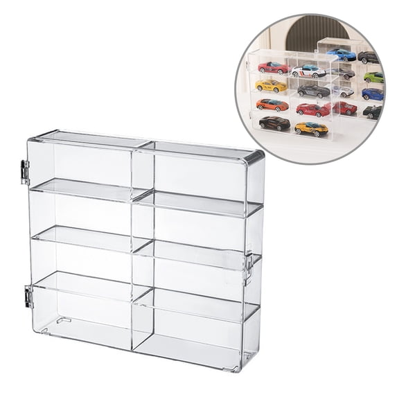Clear Acrylic Display Case 8 Compartments Storage Box for Model Car and ...