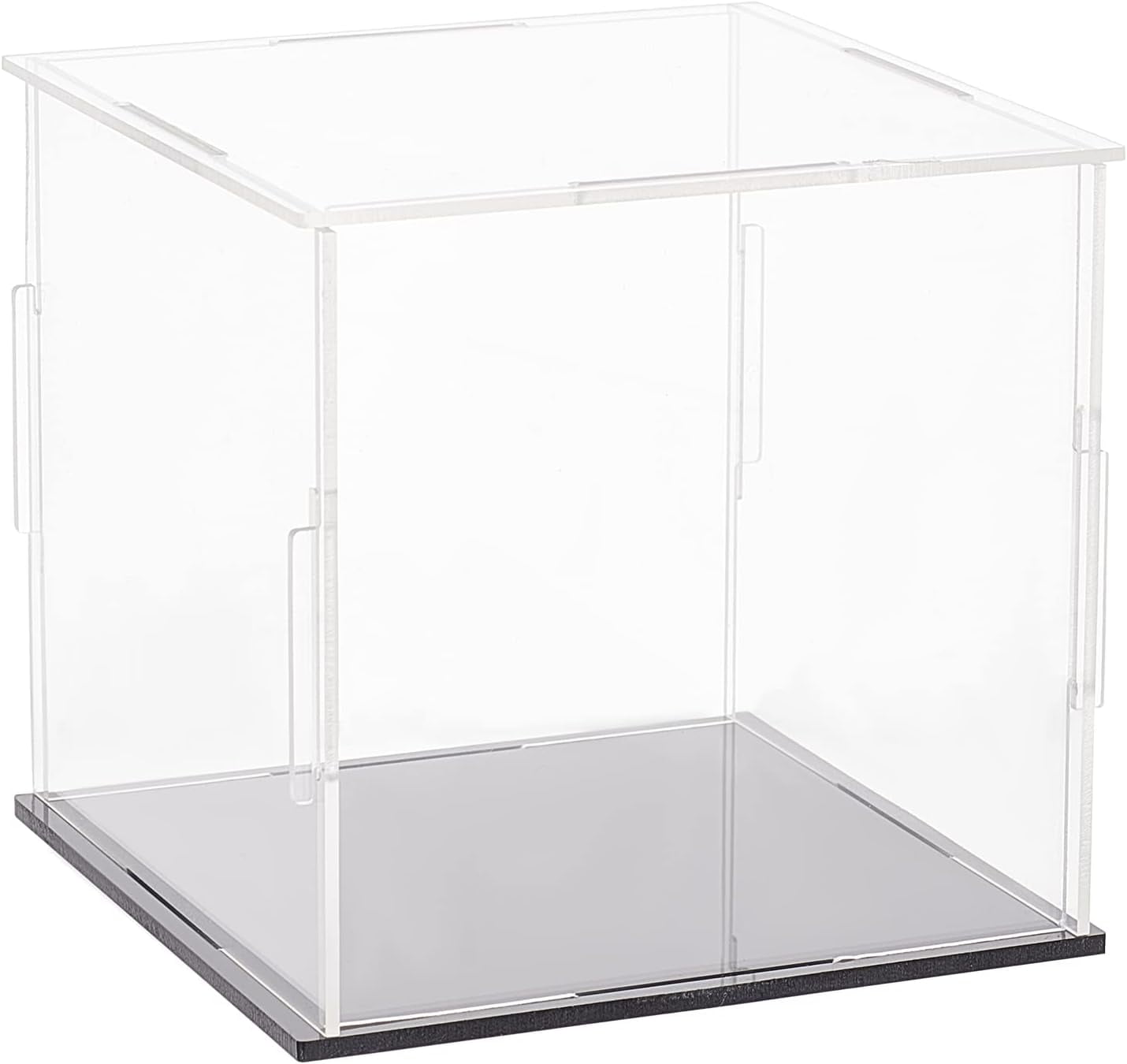Clear Acrylic Display Case with Black Base 4x4x4 Inch Cube Clear Self ...