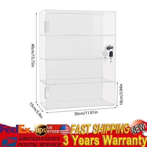 Clear Acrylic Display Case Countertop Cabinet Box 4 Shelves Showcase ...