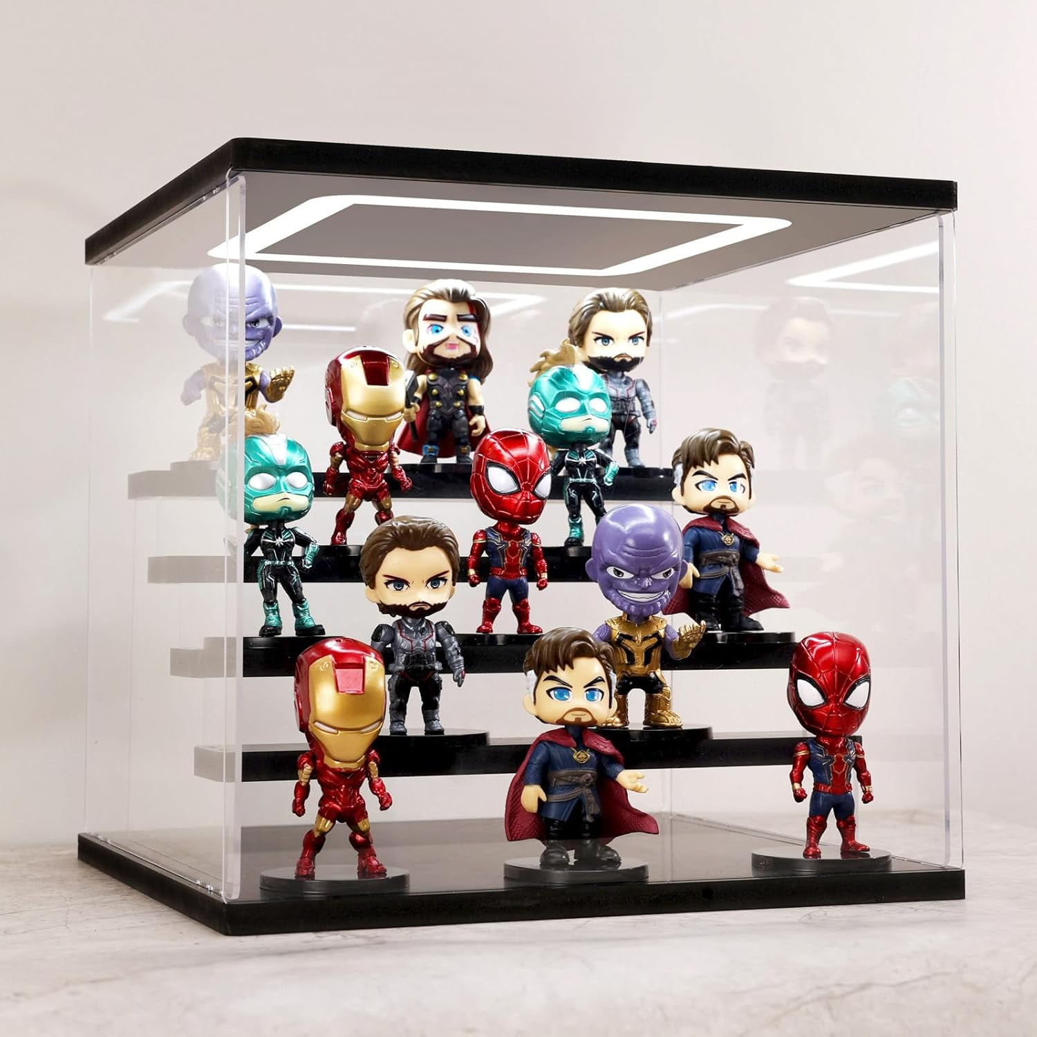 Clear Acrylic Display Case with Light , 5 Tier Display Box Stand ...