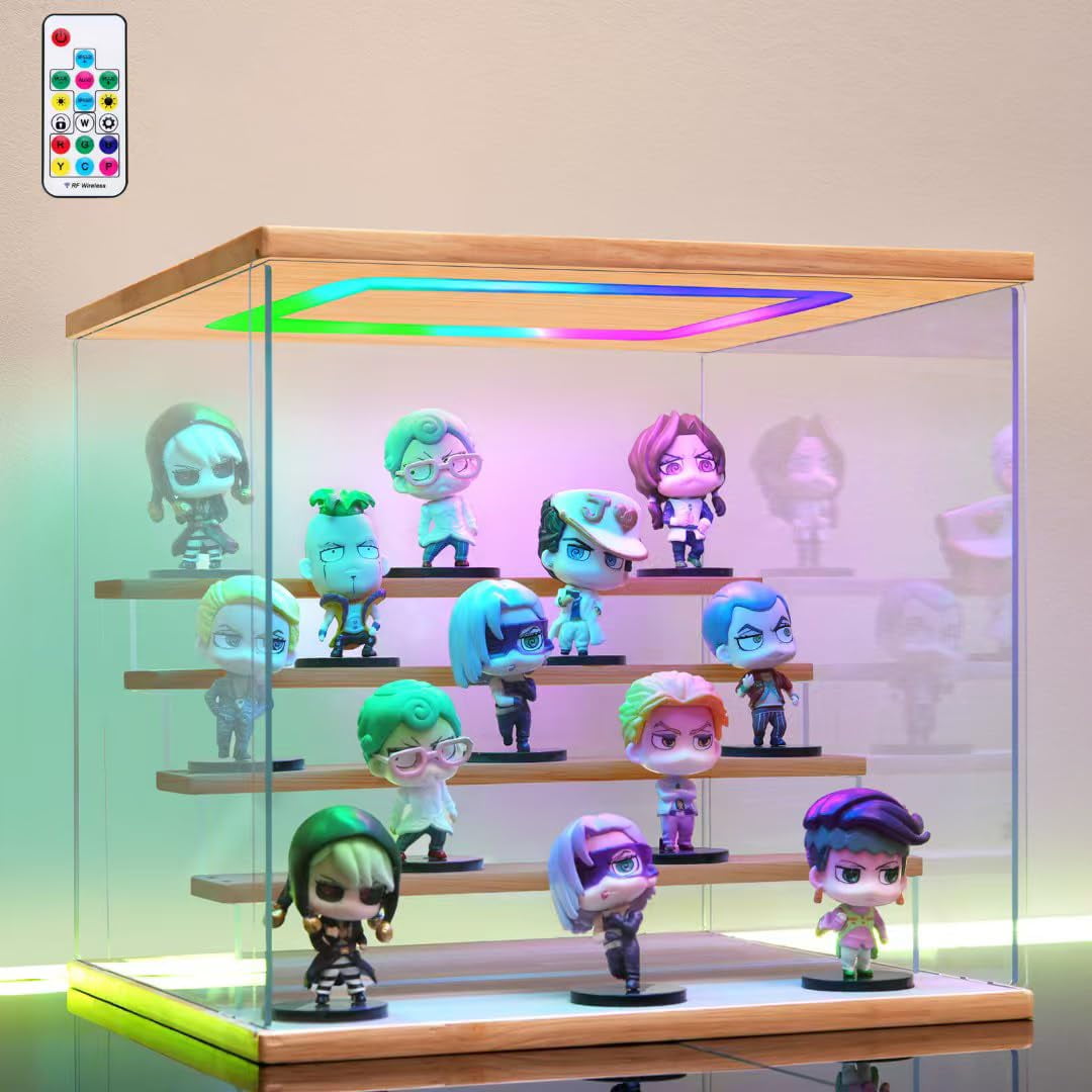 Clear Acrylic Display Case with Light , 5 Tier Multiple Color Lights ...
