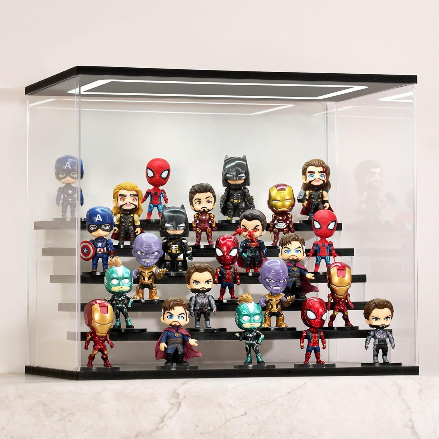 Clear Acrylic Display Case with Light , 6 Tier Display Box Stand ...
