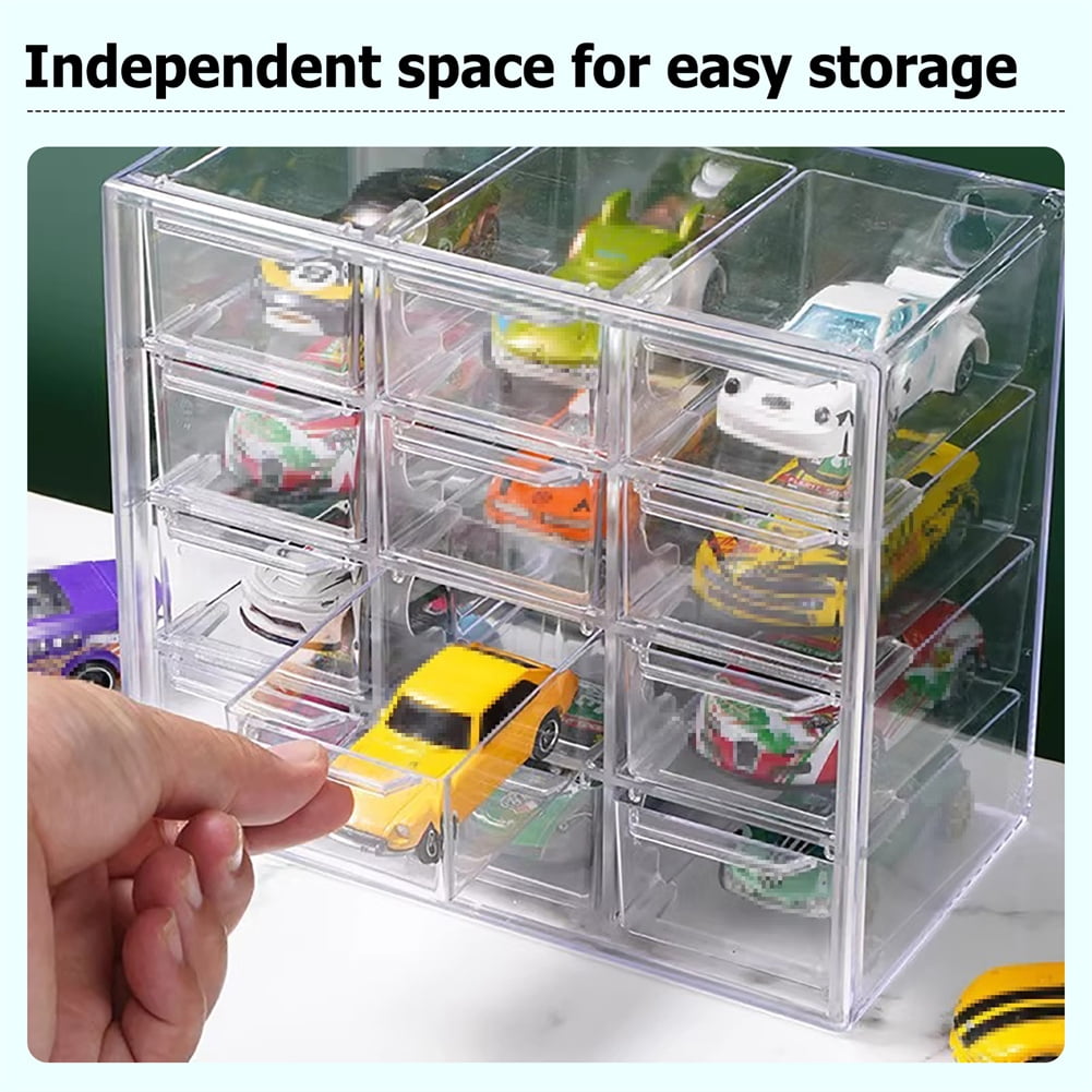 Clear Acrylic Display Case Storage Box Hold 12 Toy Cars For 1/64 Scale ...