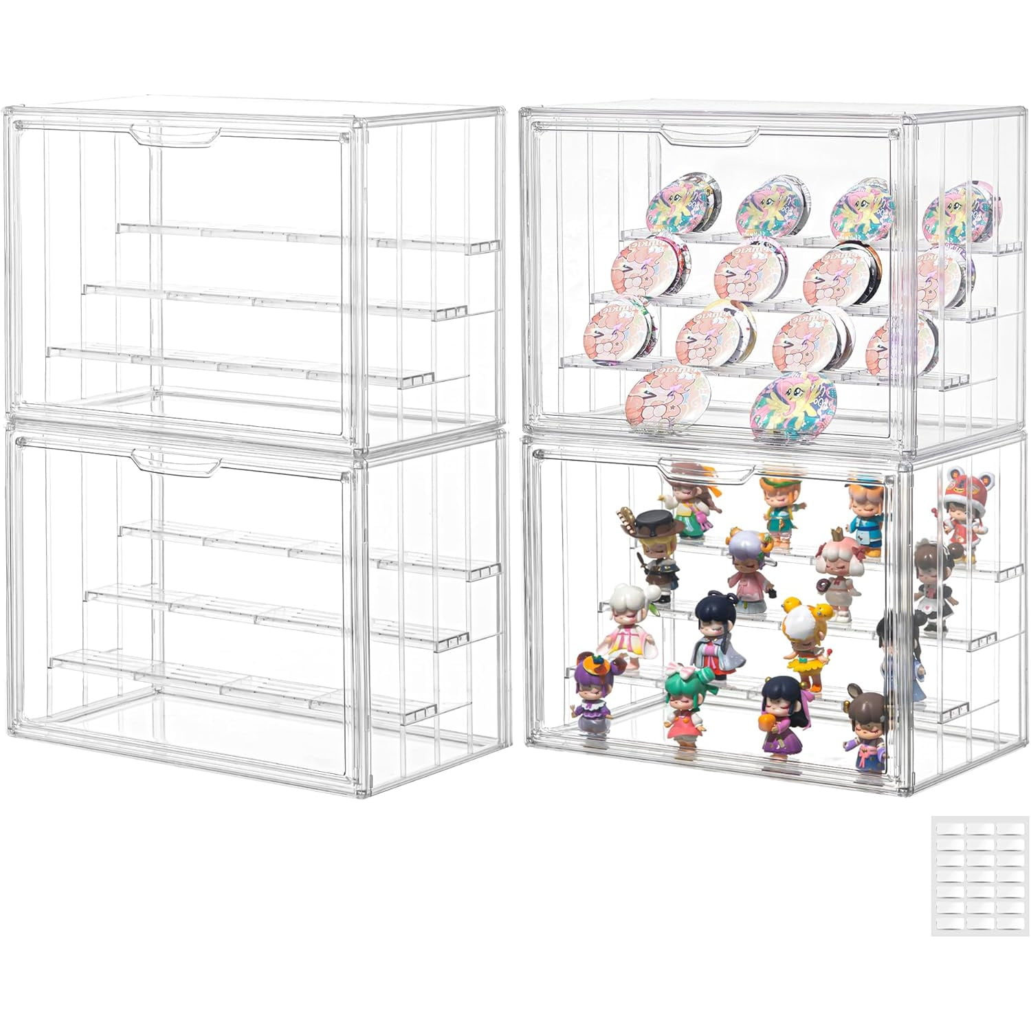 Clear Acrylic Display Case Upgrade 4 Tier Figure Display Case with 3 ...